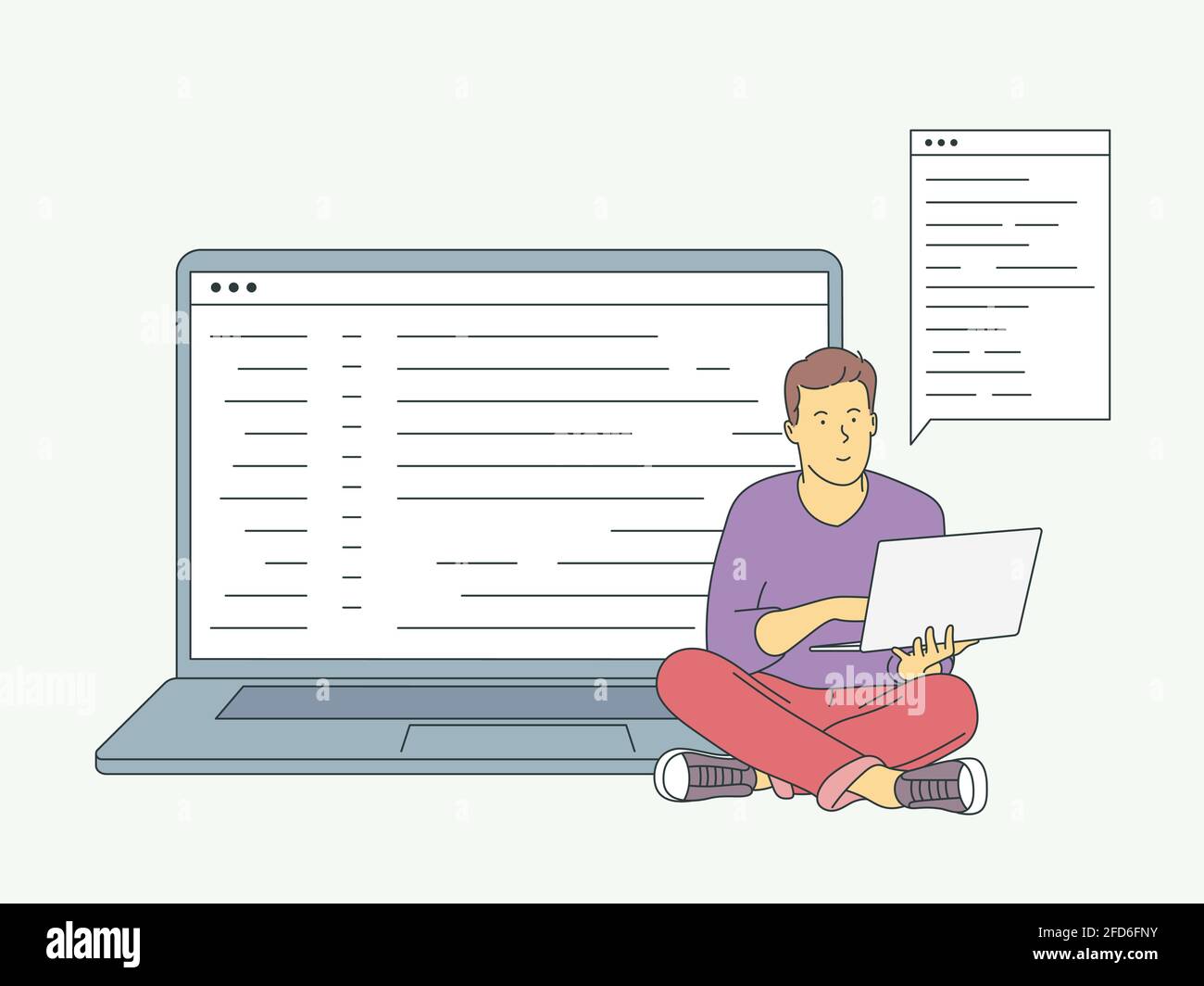 Website, programming, development concept. Young freelancer programmer ... Website, programming, development concept. Young freelancer programmer ...