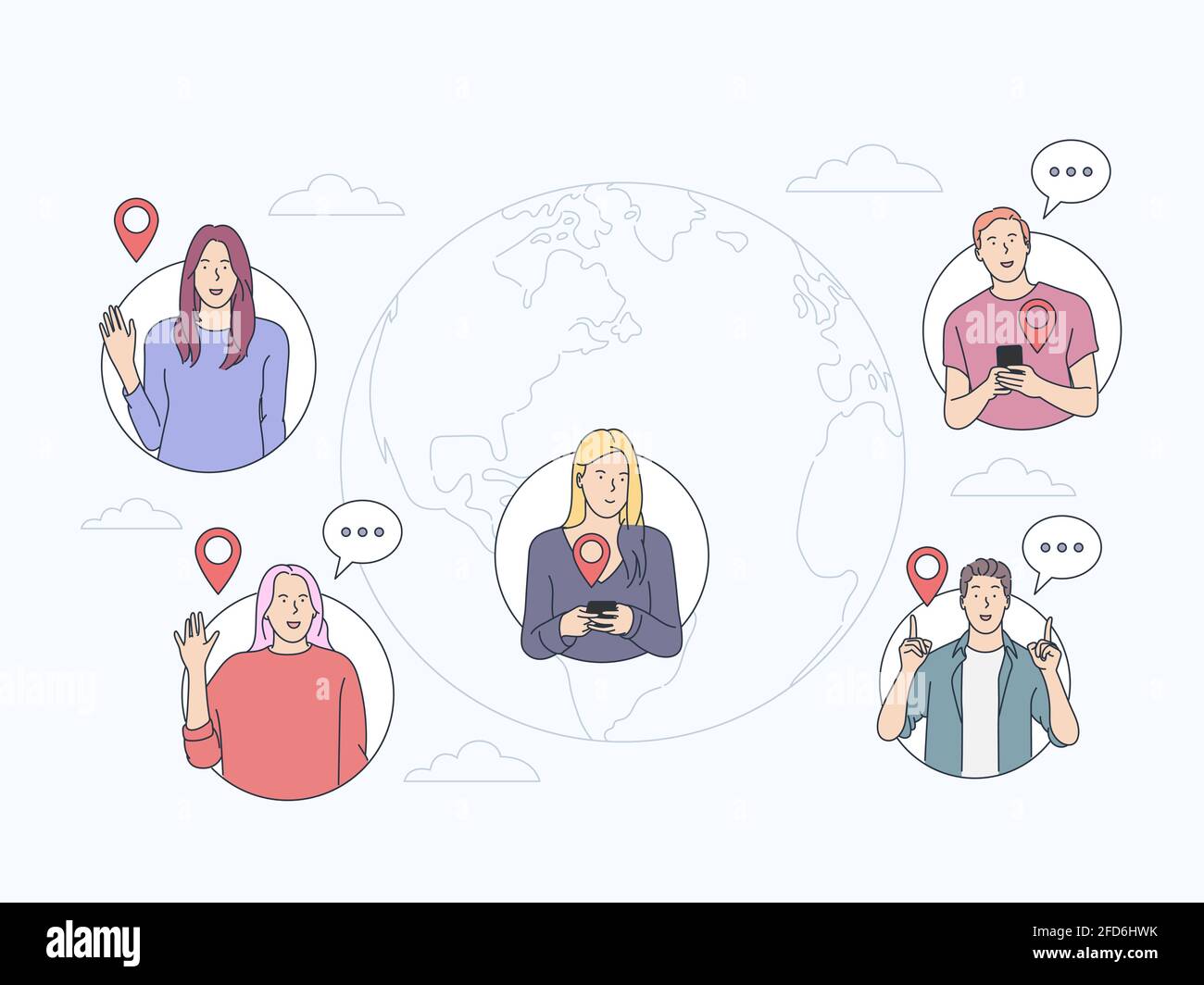 Communicate, online chat concept. People communicate over Internet ...