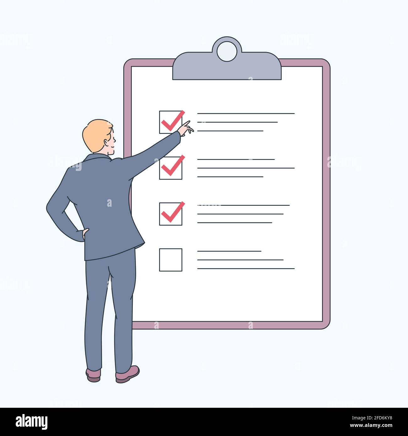 Successful task completion and time management concept. Young smiling ...