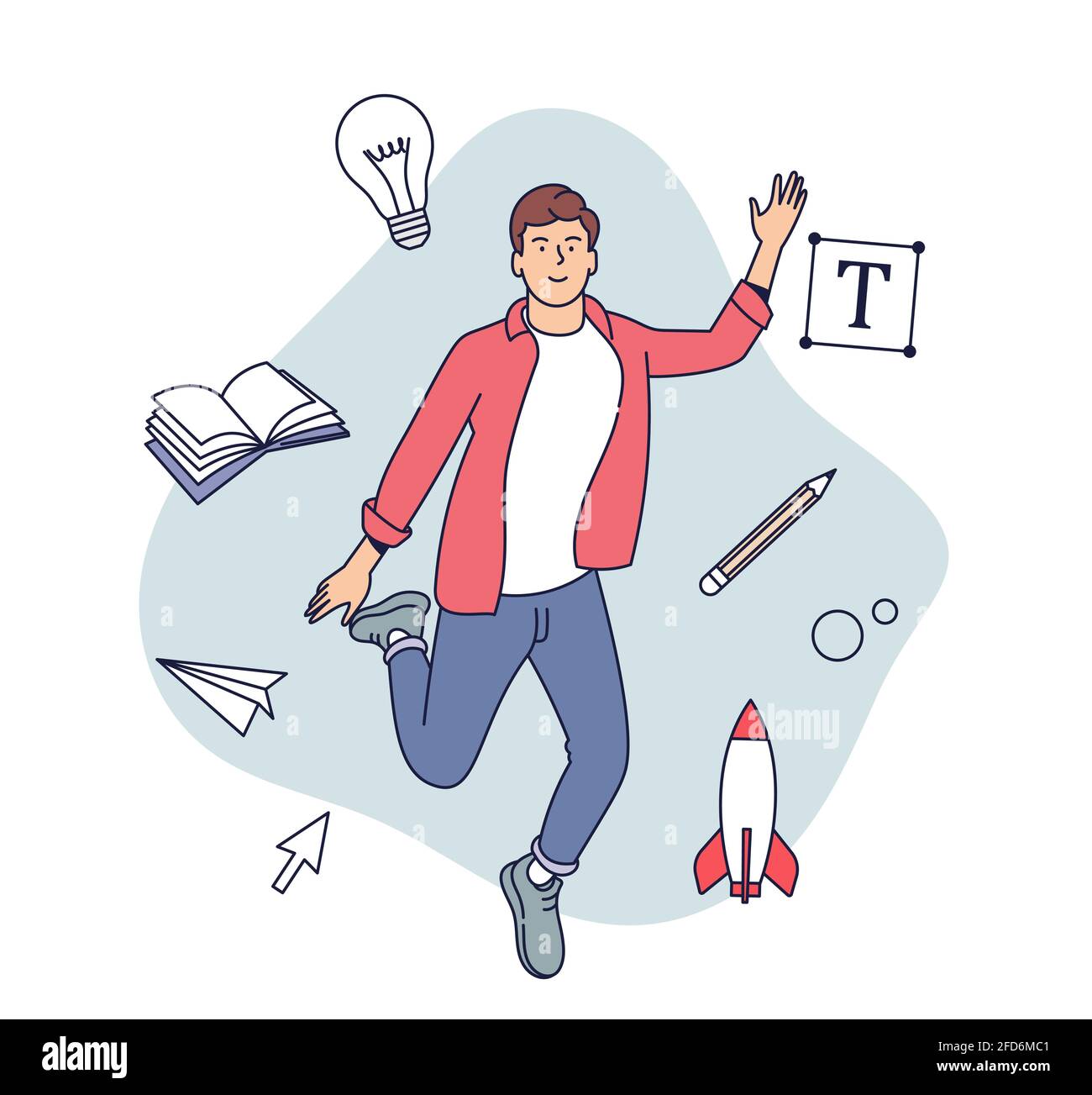 Creative Professions concept. Male designer, illustrator or freelance ...