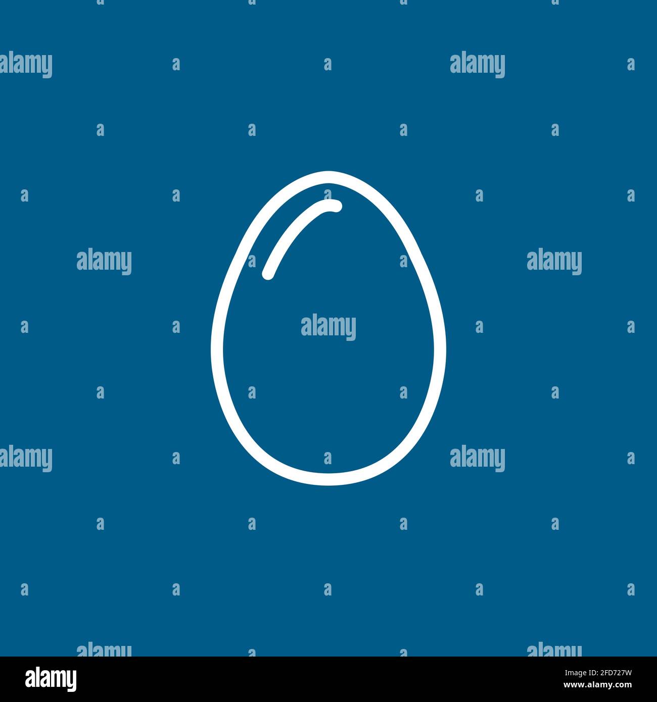 Egg Line Icon On Blue Background. Blue Flat Style Vector Illustration ...