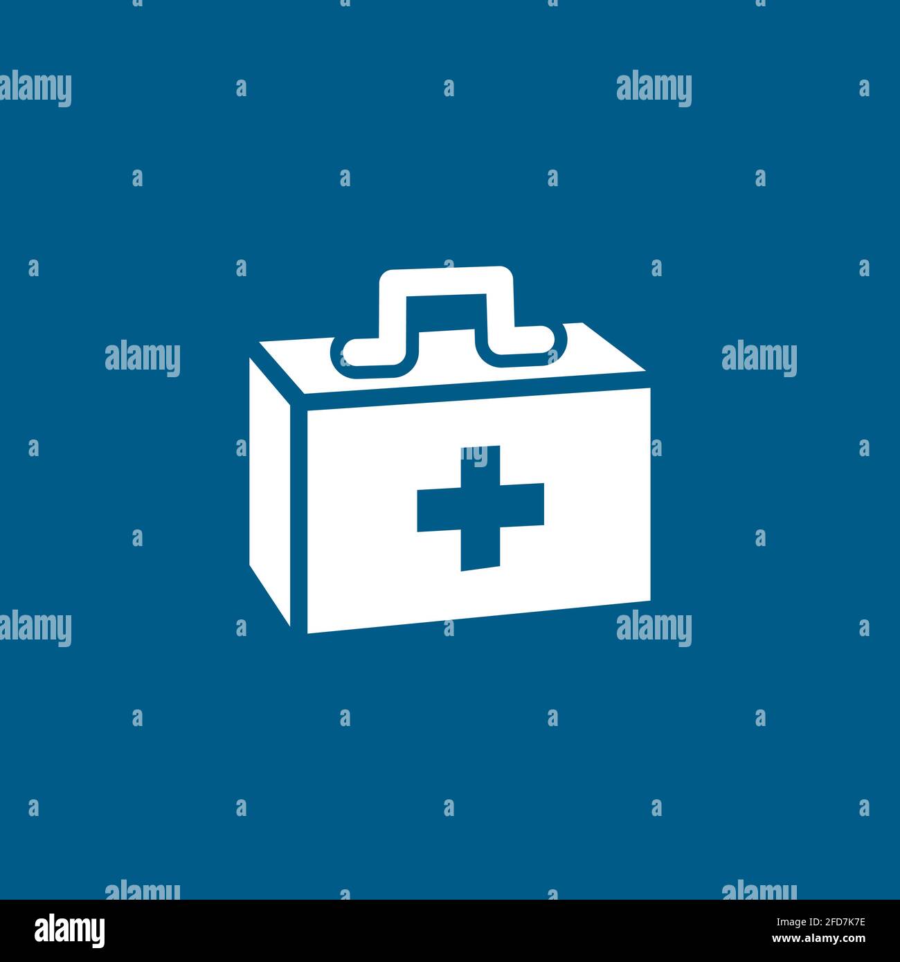 First Aid Box Icon On Blue Background. Blue Flat Style Vector ...
