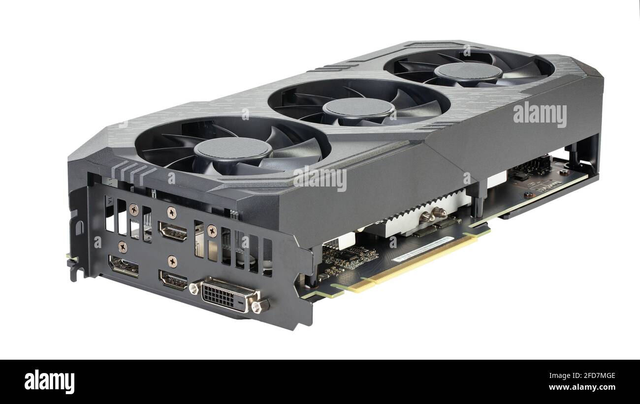 Game graphics card isolated on white background. Computer part. Field ...