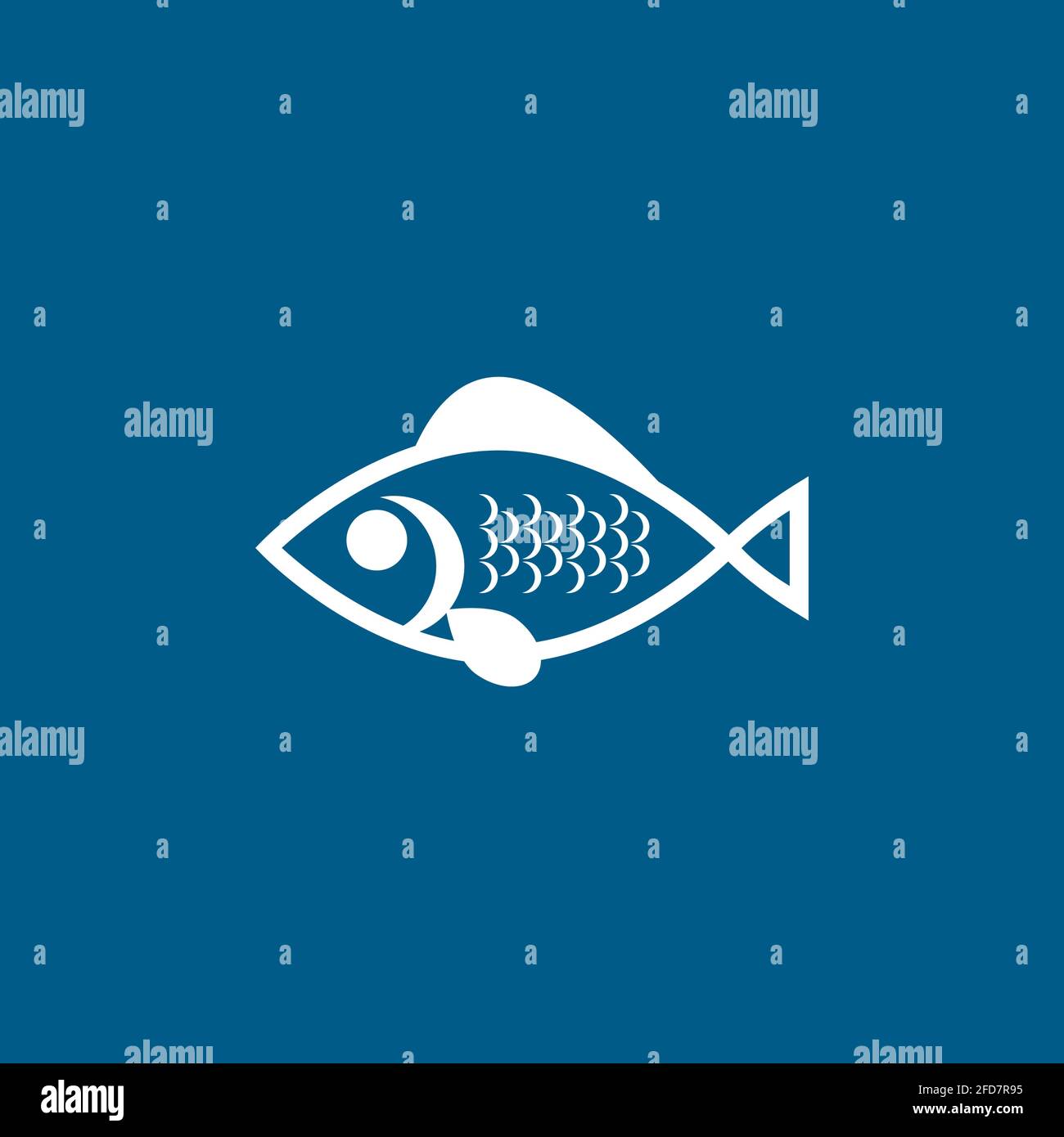 Fish Icon On Blue Background. Blue Flat Style Vector Illustration Stock ...