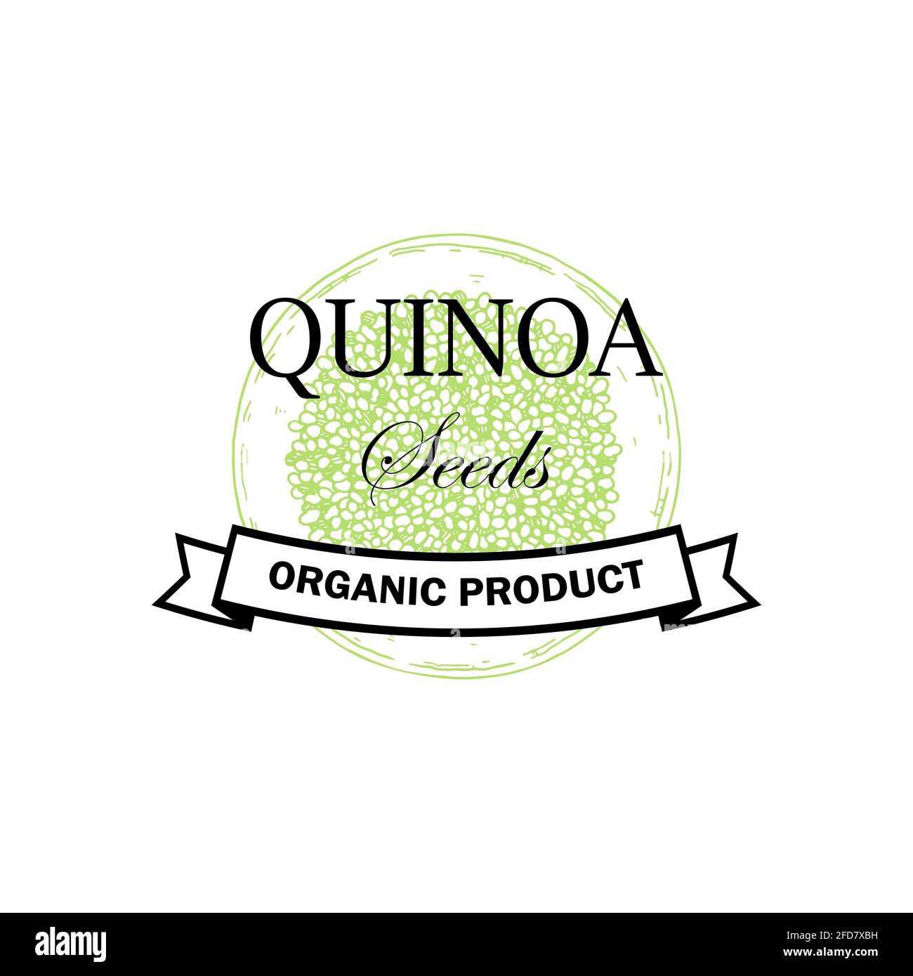 Quinoa vintage logo with hand drawn element. Vector illustration in ...