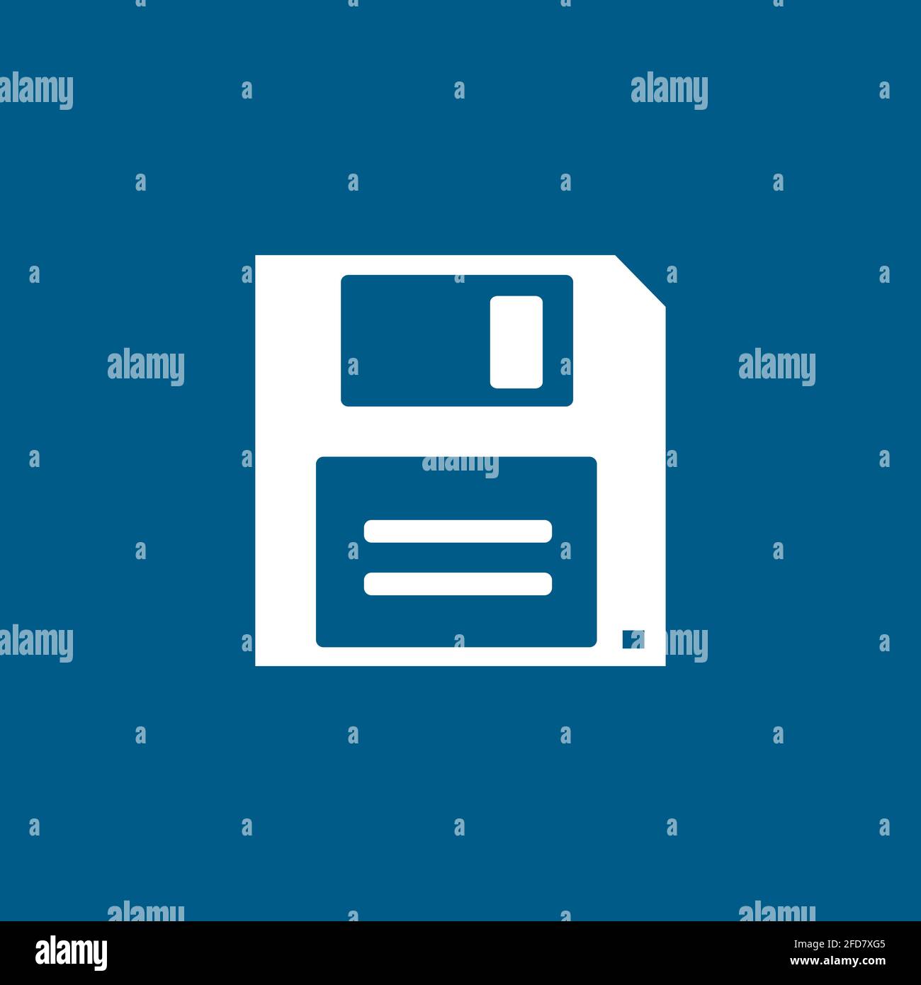 Floppy Disc Icon On Blue Background. Blue Flat Style Vector ...
