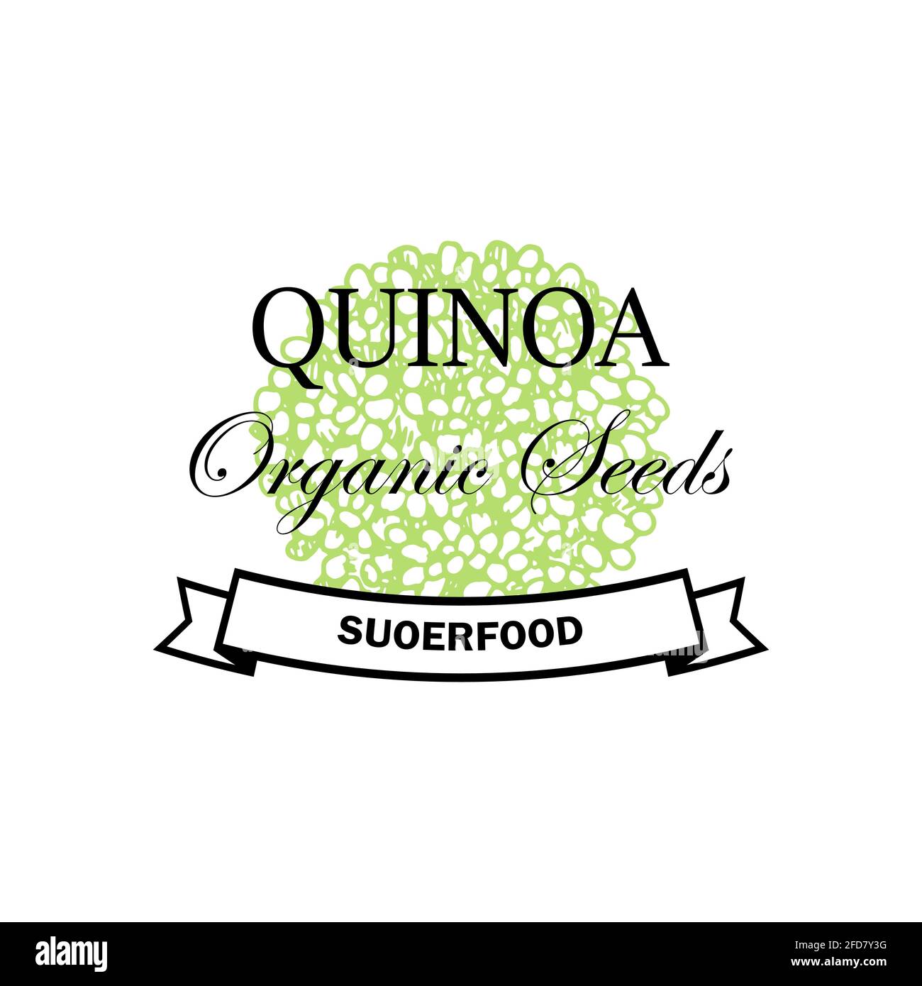 Quinoa vintage logo with hand drawn element. Vector illustration in ...