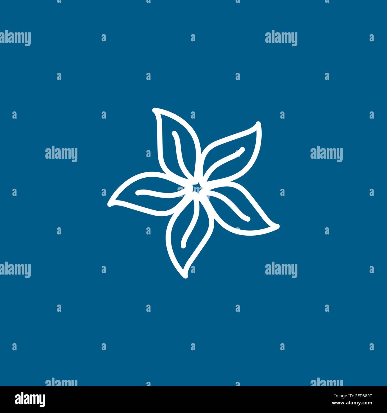 Flower Line Icon On Blue Background. Blue Flat Style Vector ...