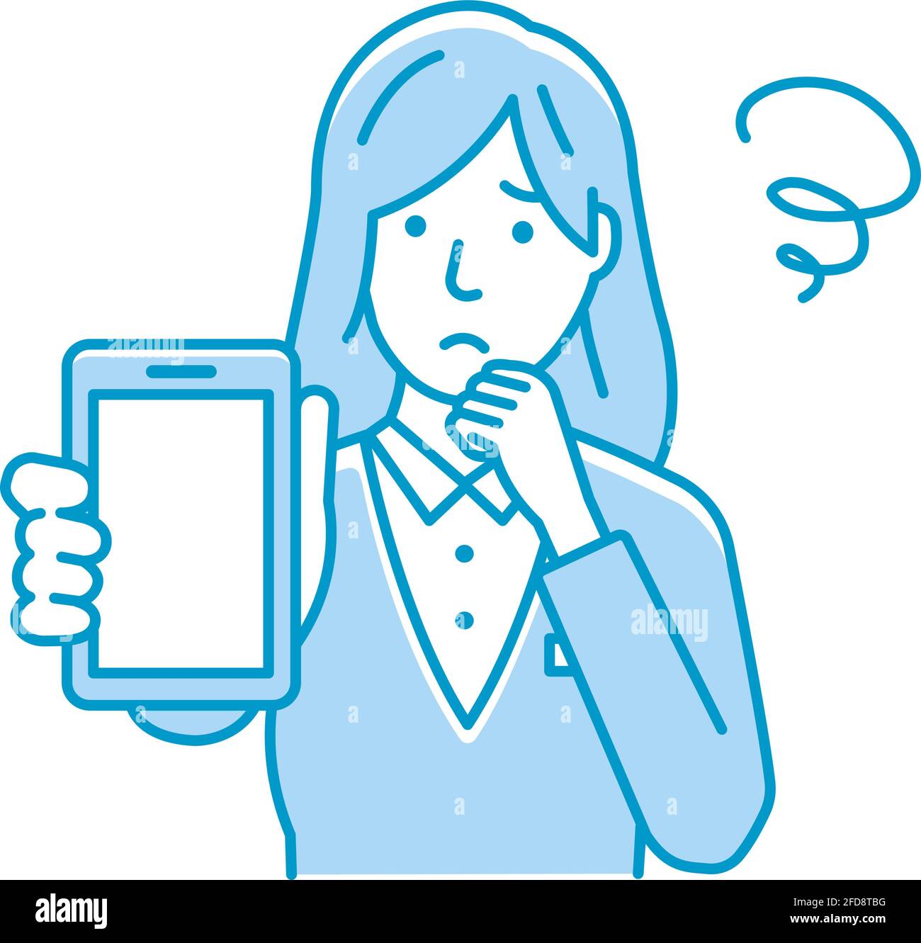 Young businesswoman showing smartphone display vector illustration ...