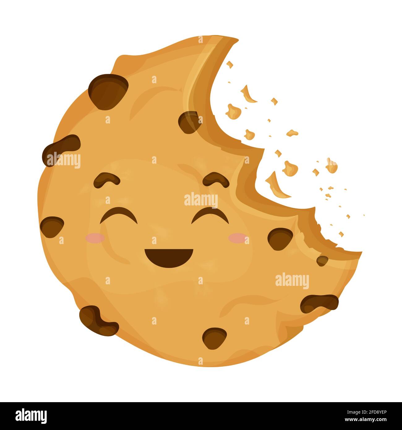 Cute, comic kawaii cookie, emotional character in cartoon style ...