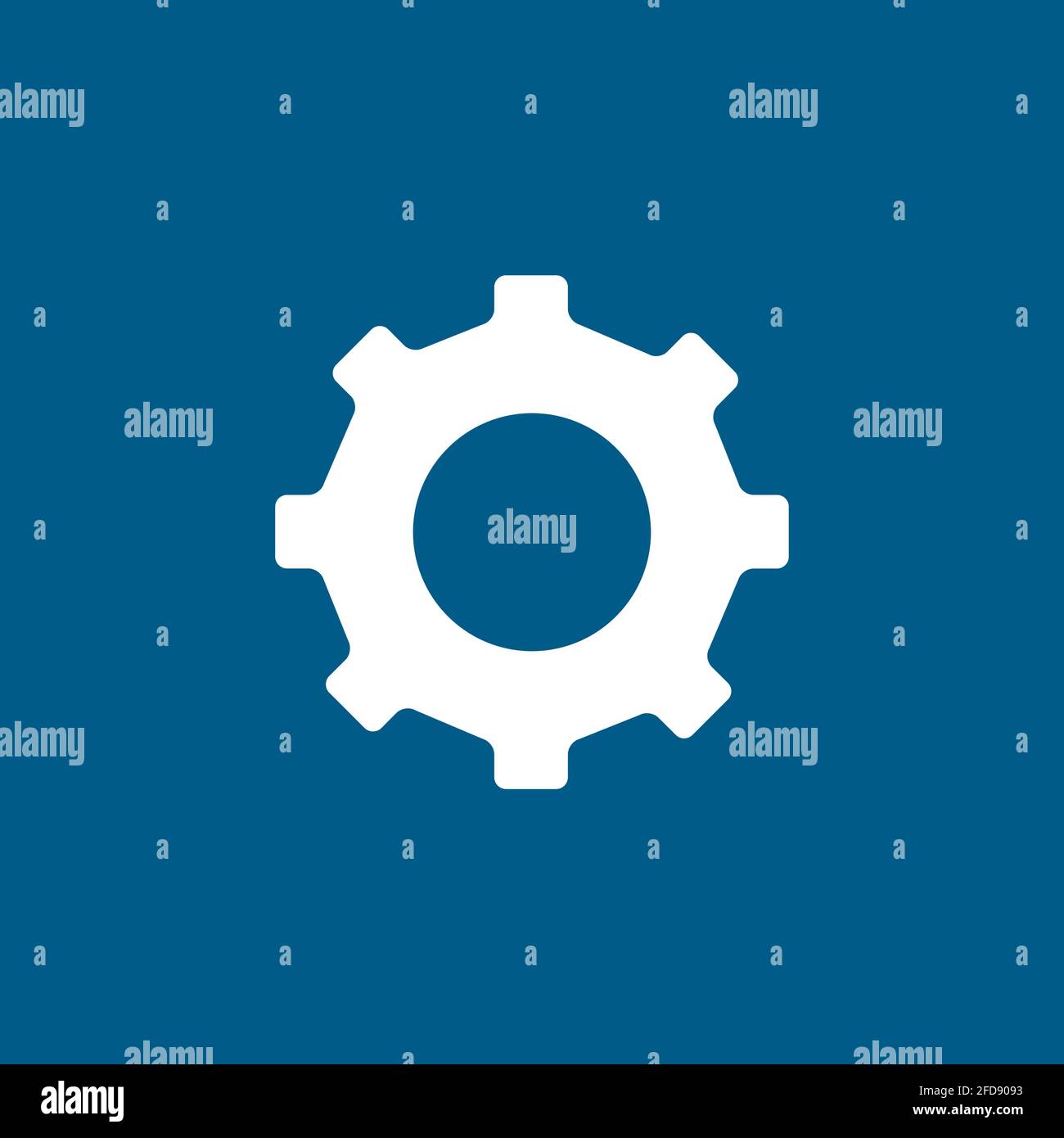 Gear Icon On Blue Background. Blue Flat Style Vector Illustration Stock ...