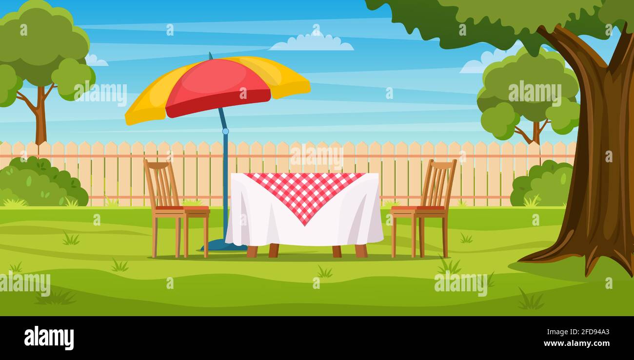 Spring courtyard garden Stock Vector Images - Alamy