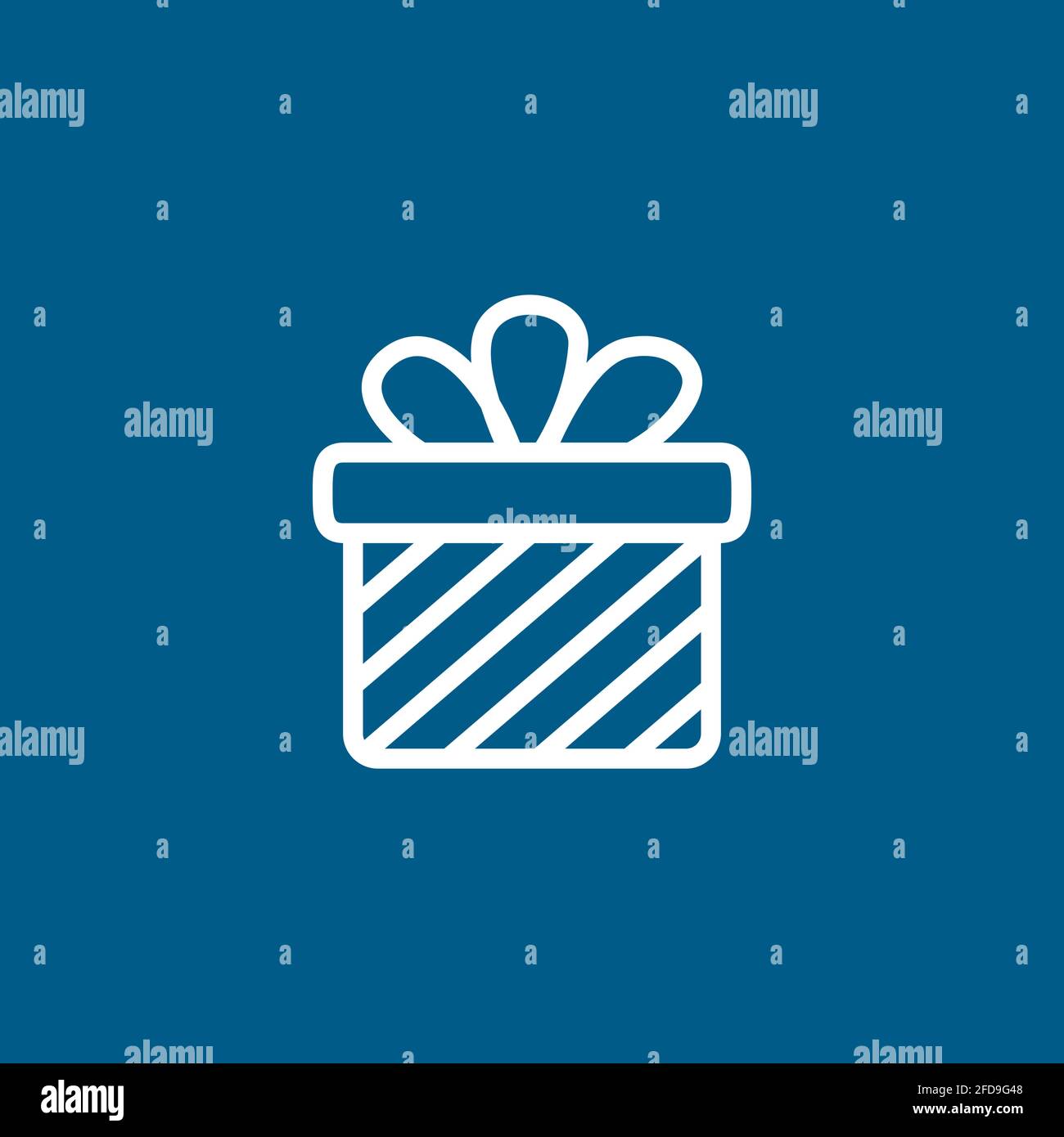 Gift Box Line Icon On Blue Background. Blue Flat Style Vector ...