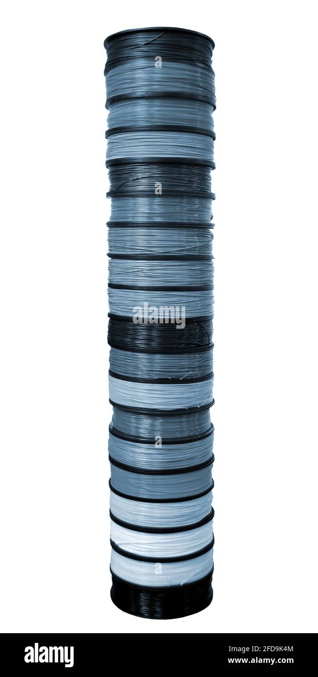 Filament wire for 3D printer close-up. Reels of filament wire for 3D ...