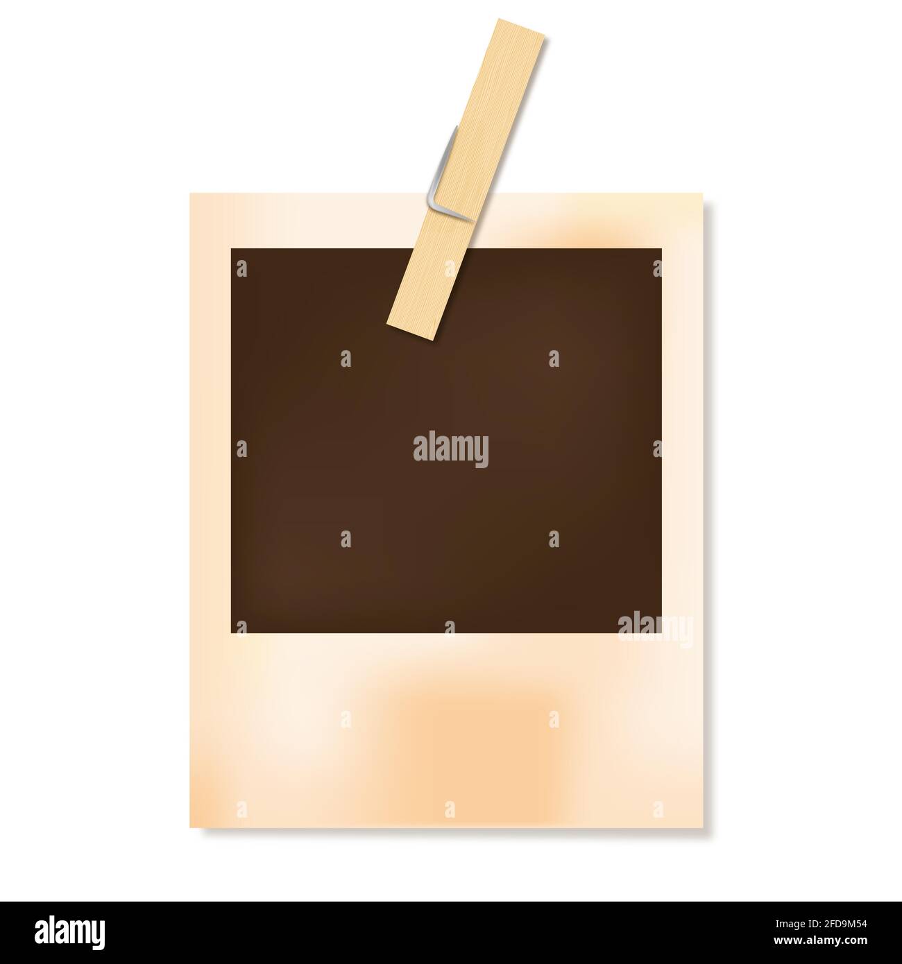 Retro photo frame with clothes peg.Old photo. Empty snapshot frame ...