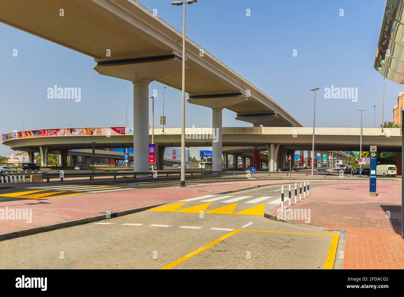 Dubai, UAE - March 04, 2021: Road bridges and junctions in one of the ...