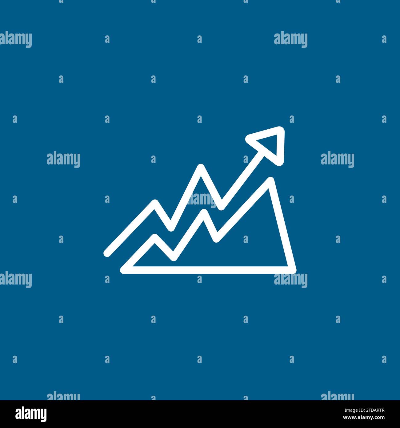 Growing Graph Line Icon On Blue Background. Blue Flat Style Vector ...
