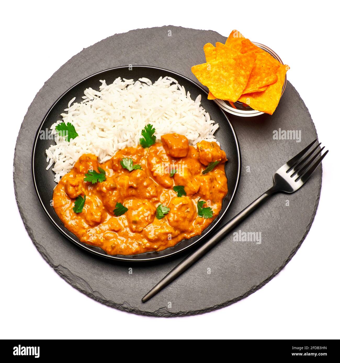 Plate of Traditional Chicken Curry no stone serving board isolated on ...