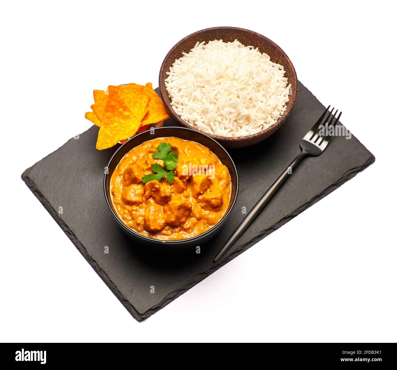 Plate of Traditional Chicken Curry no stone serving board isolated on ...