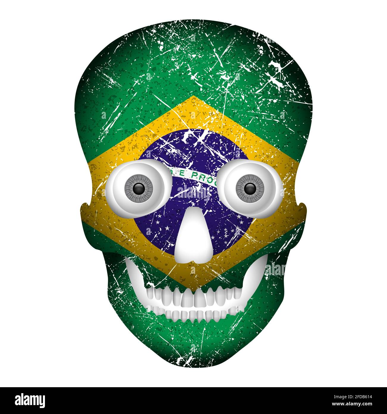 Skull flag Brazil on a white background. Vector illustration Stock ...