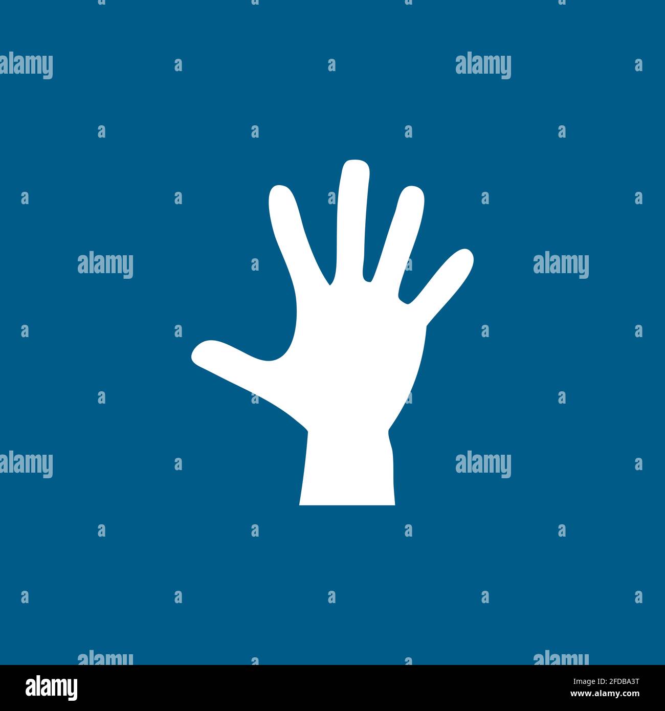 Hand Icon On Blue Background. Blue Flat Style Vector Illustration Stock ...