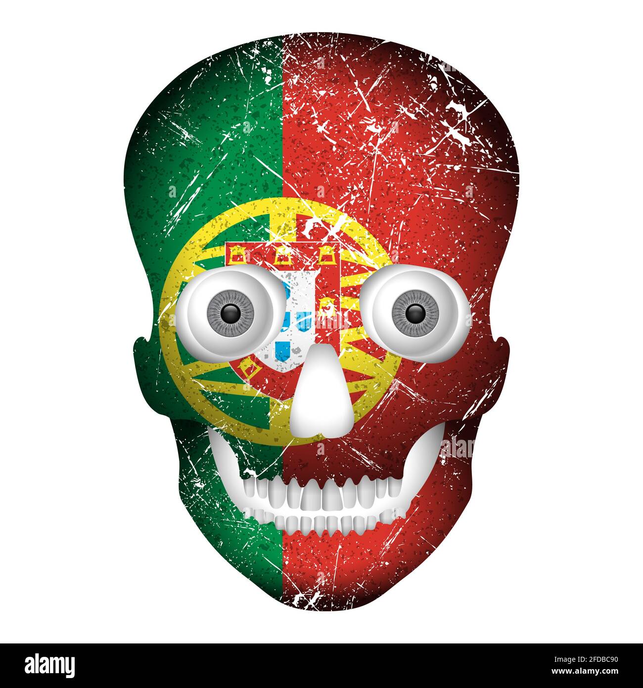 Skull flag Portugal on a white background. Vector illustration Stock ...