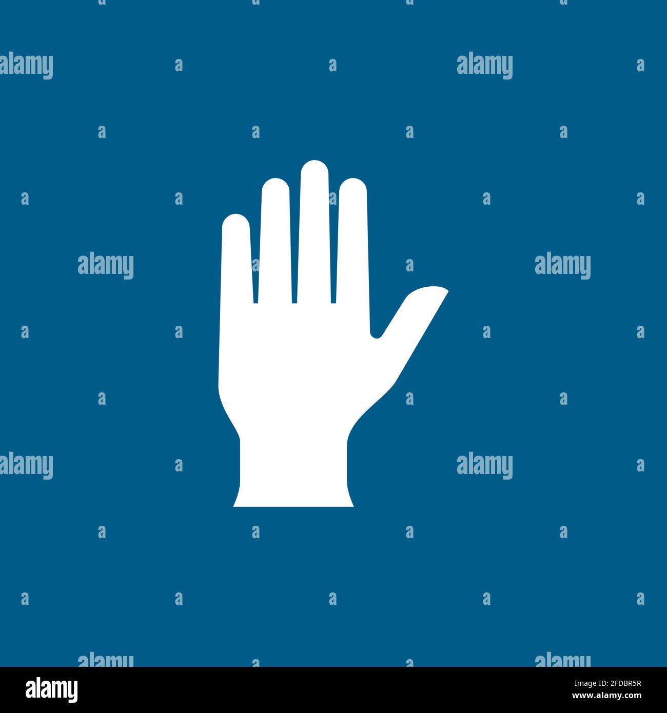 Hand Icon On Blue Background. Blue Flat Style Vector Illustration Stock ...
