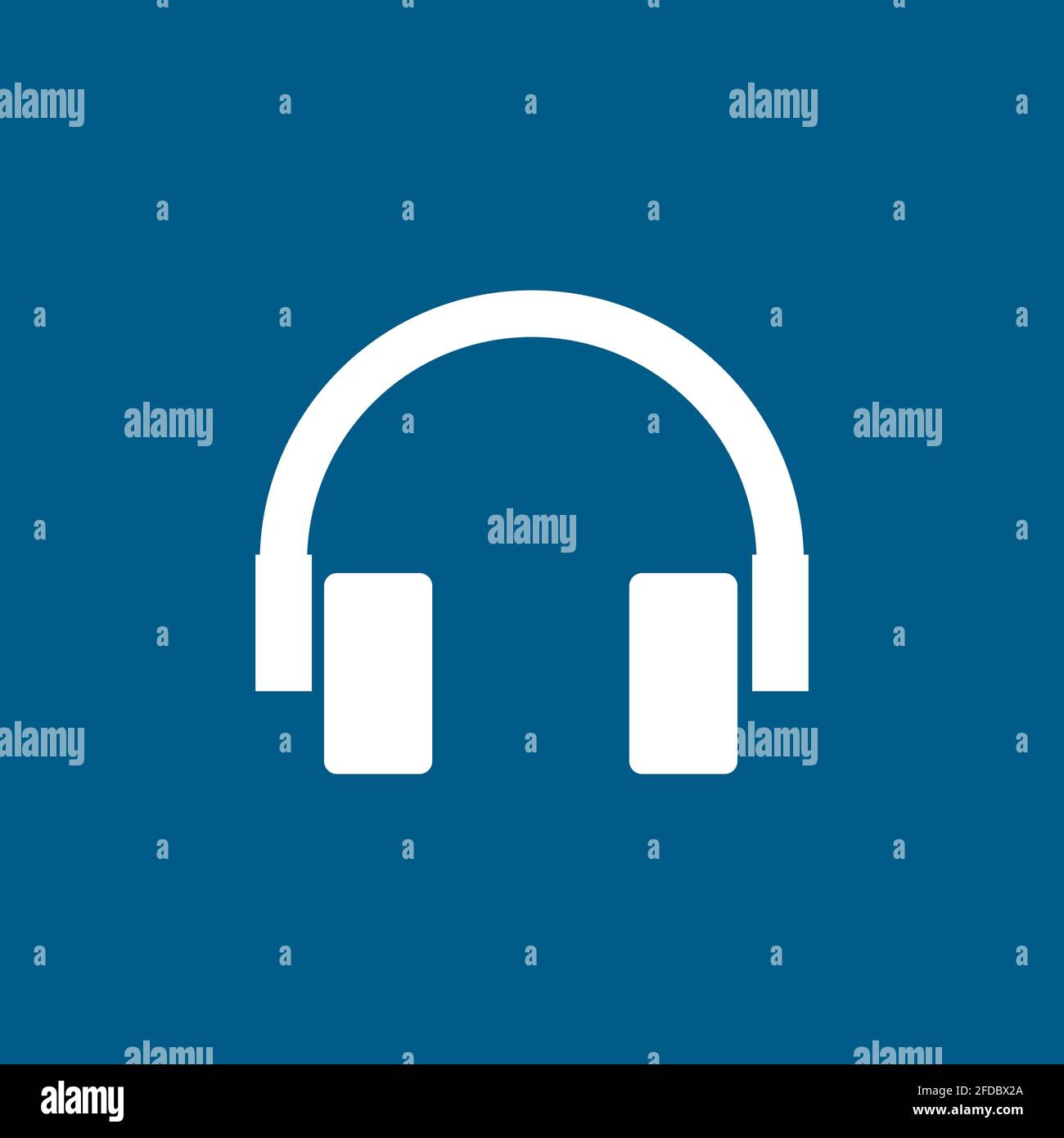 Headphone Icon On Blue Background. Blue Flat Style Vector Illustration ...
