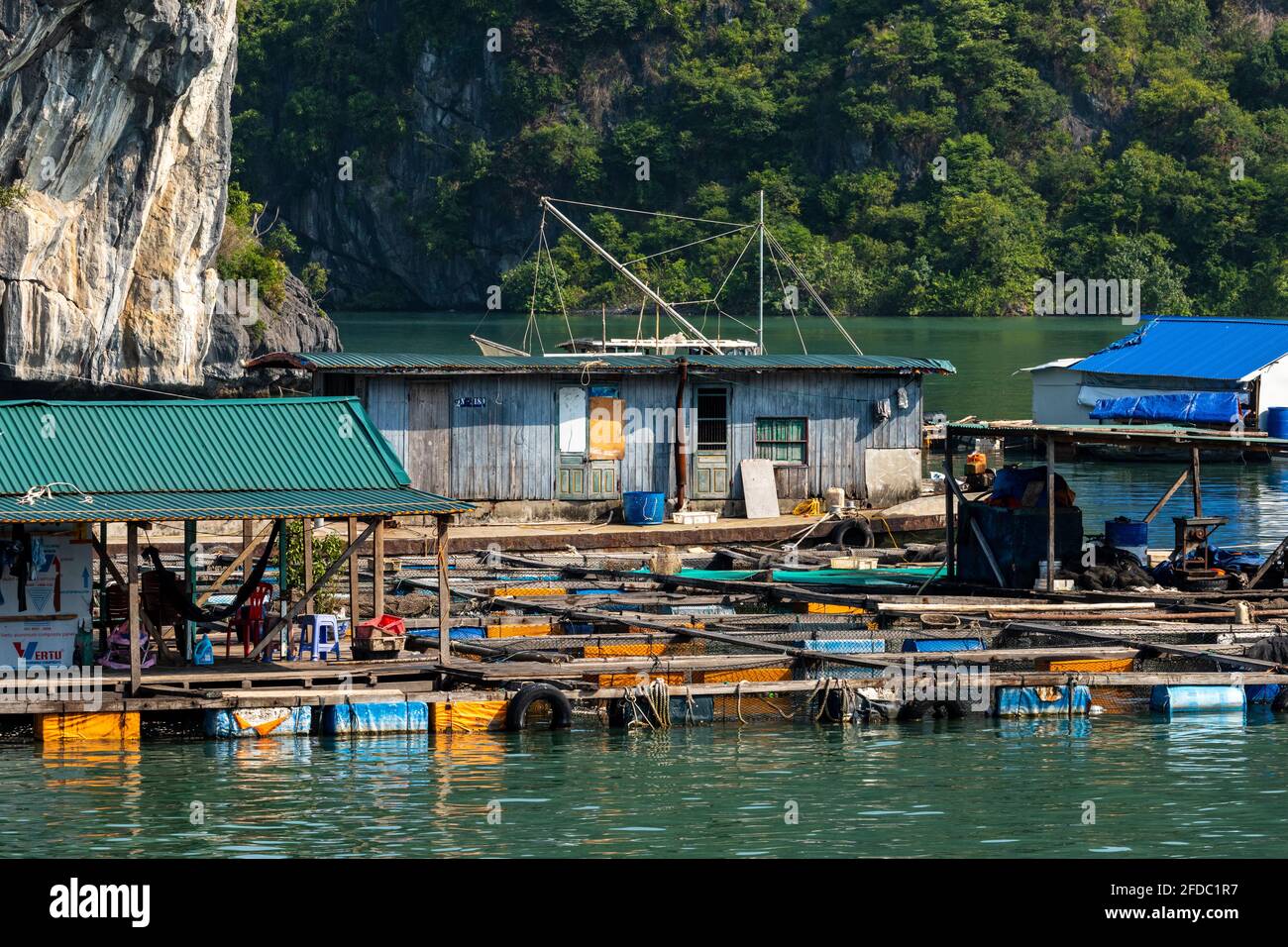Floating Village and Fisher of the Halong Bay in Vietnam Stock Photo ...