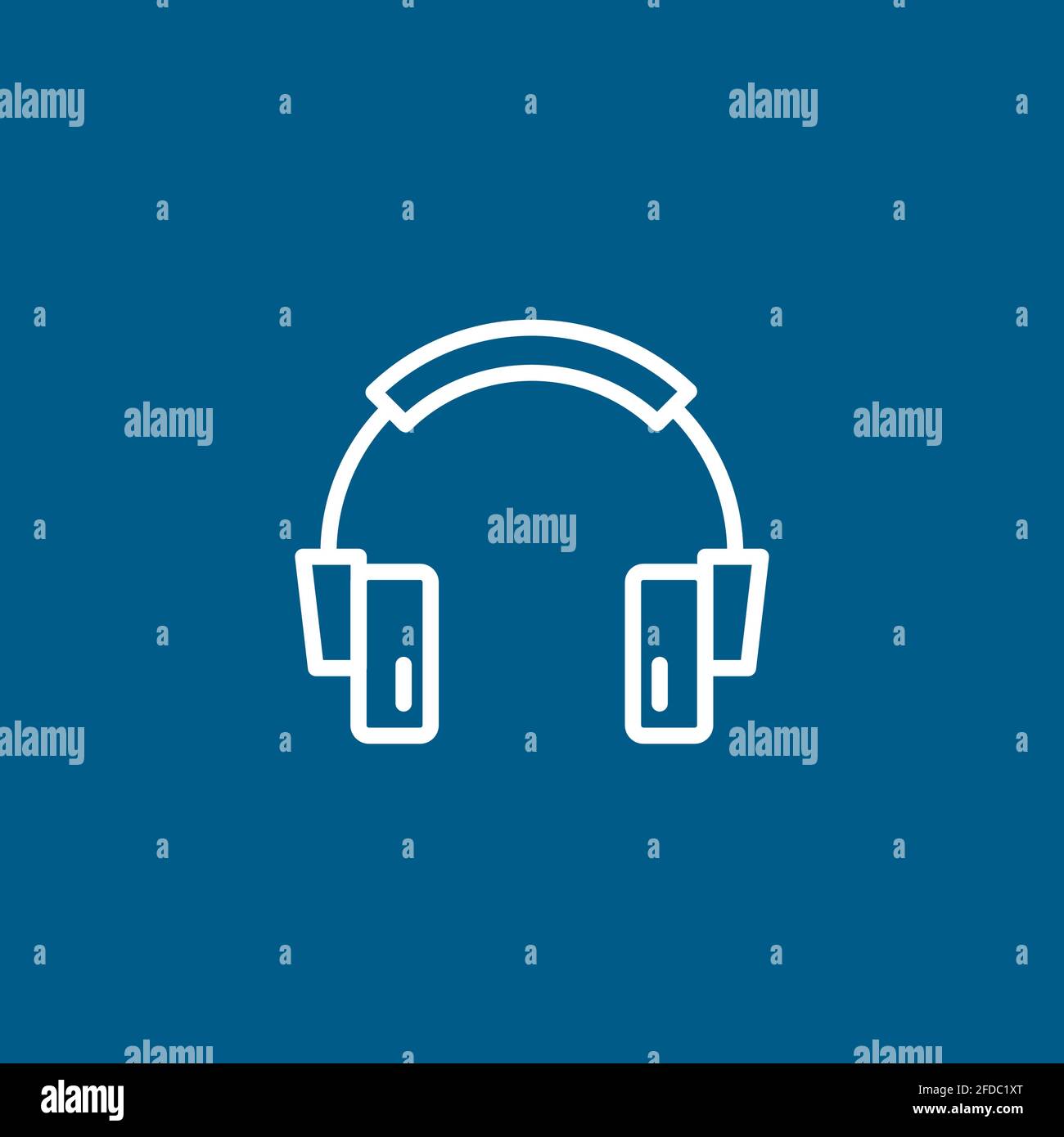 Headphone Line Icon On Blue Background. Blue Flat Style Vector ...