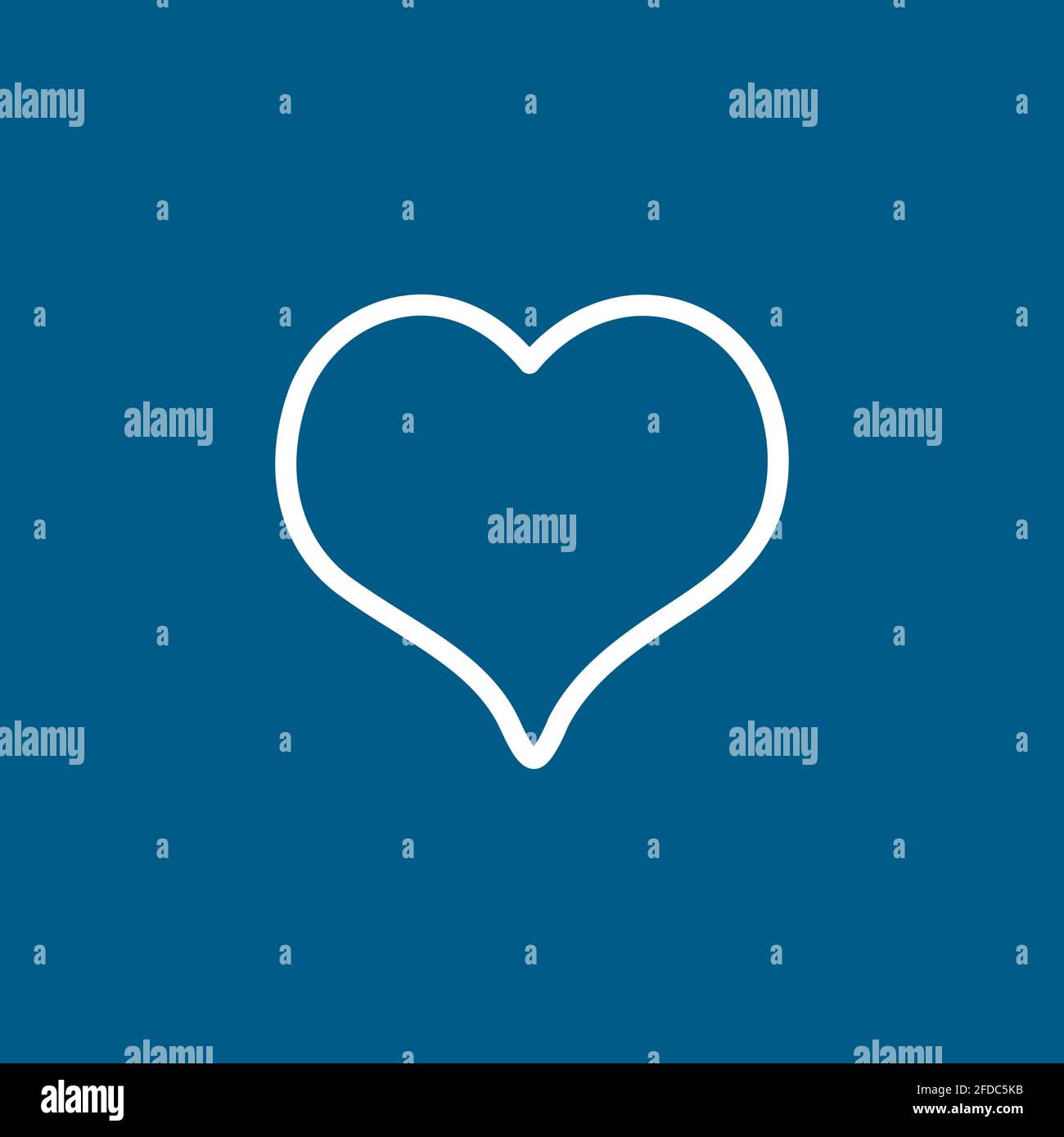Heart Line Icon On Blue Background. Blue Flat Style Vector Illustration ...