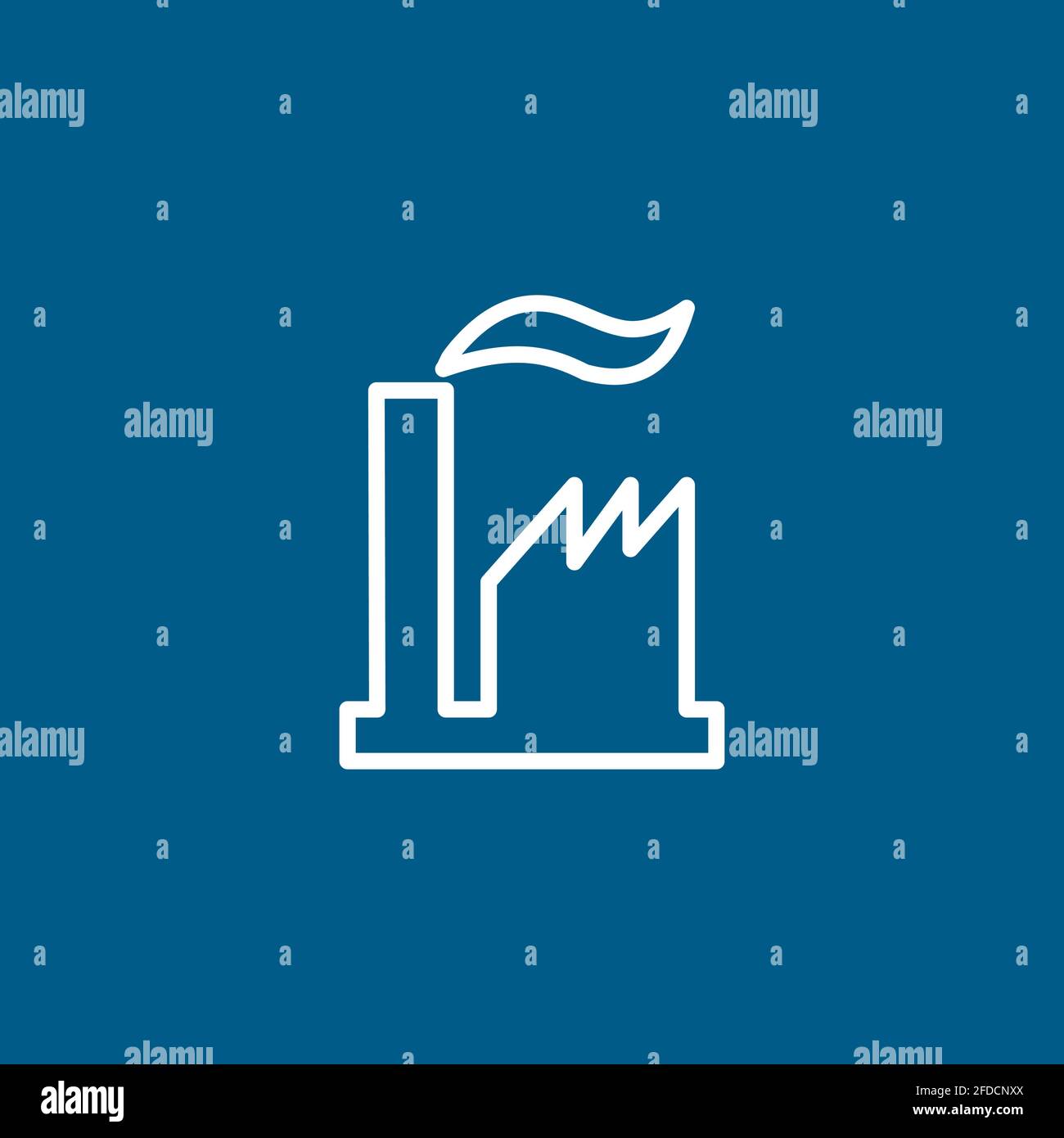 Industry Line Icon On Blue Background. Blue Flat Style Vector ...