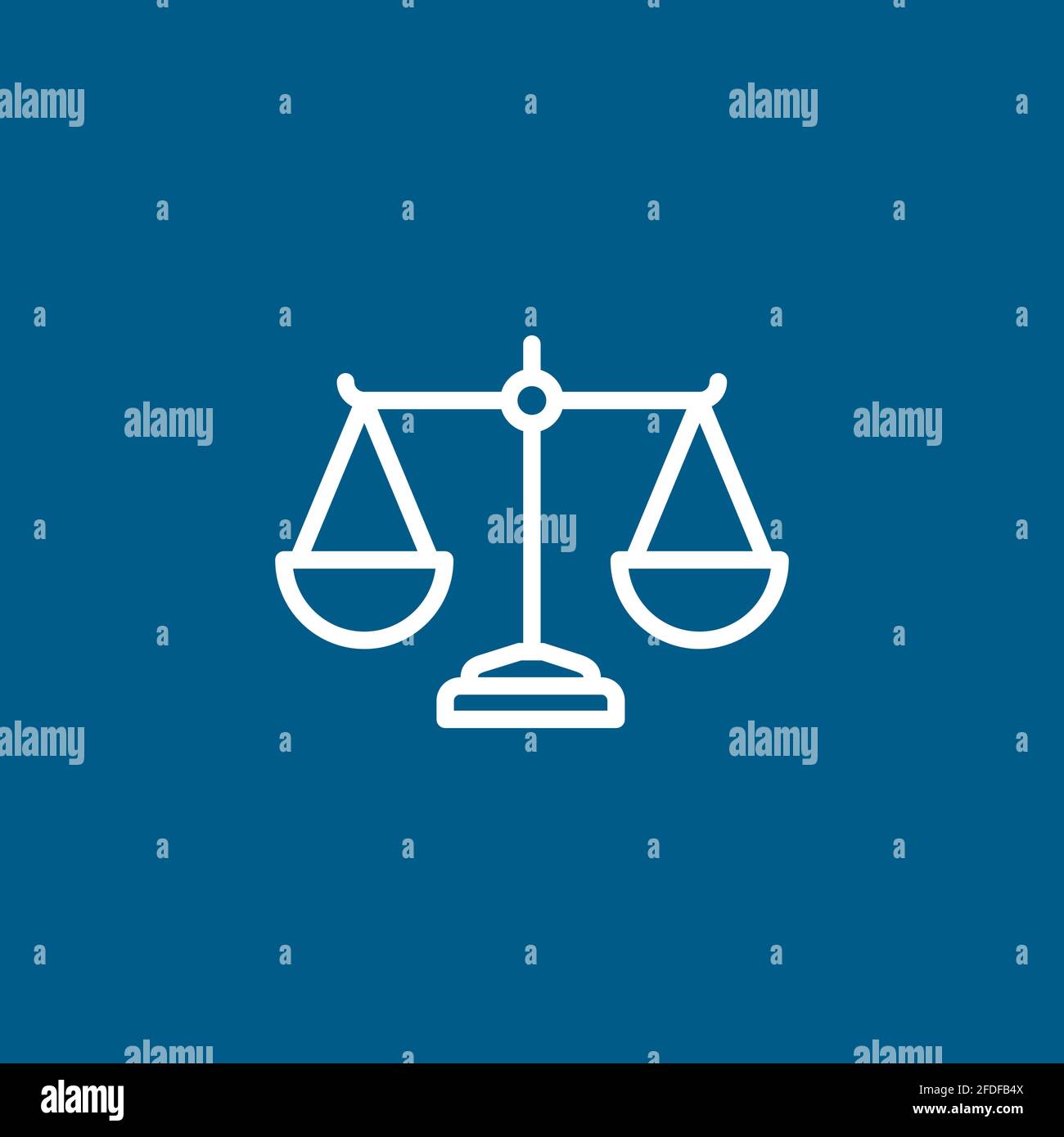 Justice Scales Line Icon On Blue Background. Blue Flat Style Vector ...