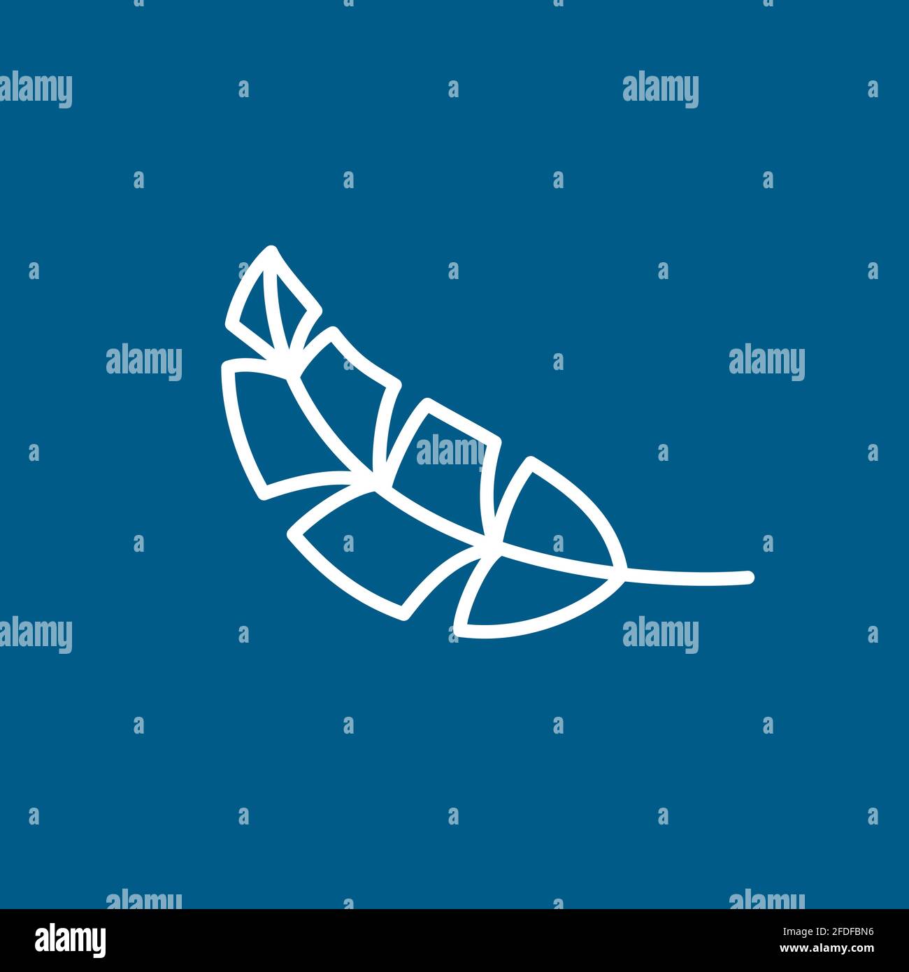 Leaf Line Icon On Blue Background. Blue Flat Style Vector Illustration ...