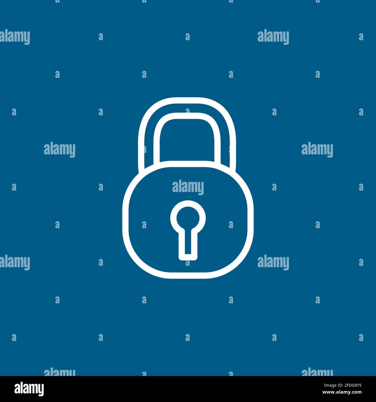 Lock Line Icon On Blue Background. Blue Flat Style Vector Illustration ...