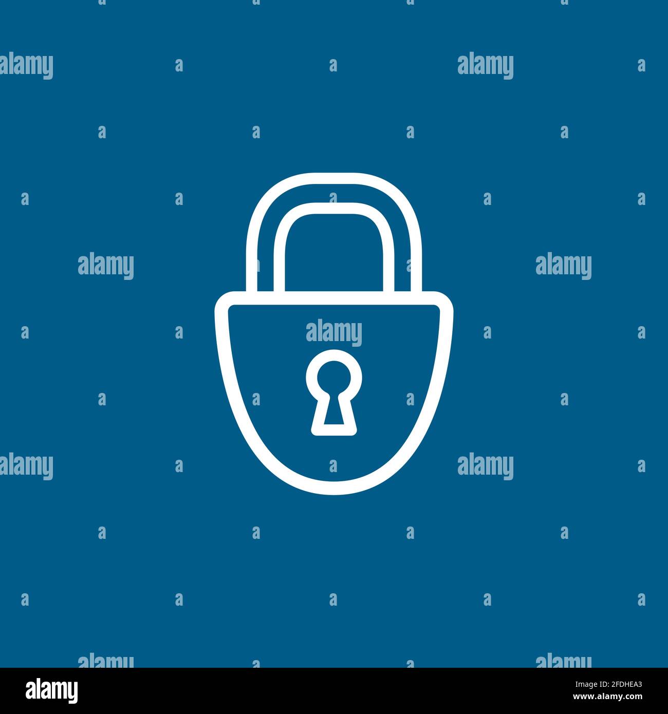 Lock Line Icon On Blue Background. Blue Flat Style Vector Illustration ...