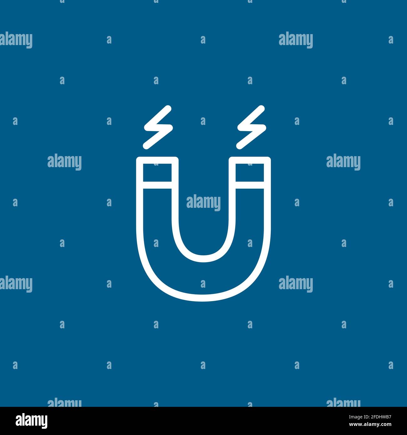 Magnet Line Icon On Blue Background. Blue Flat Style Vector ...