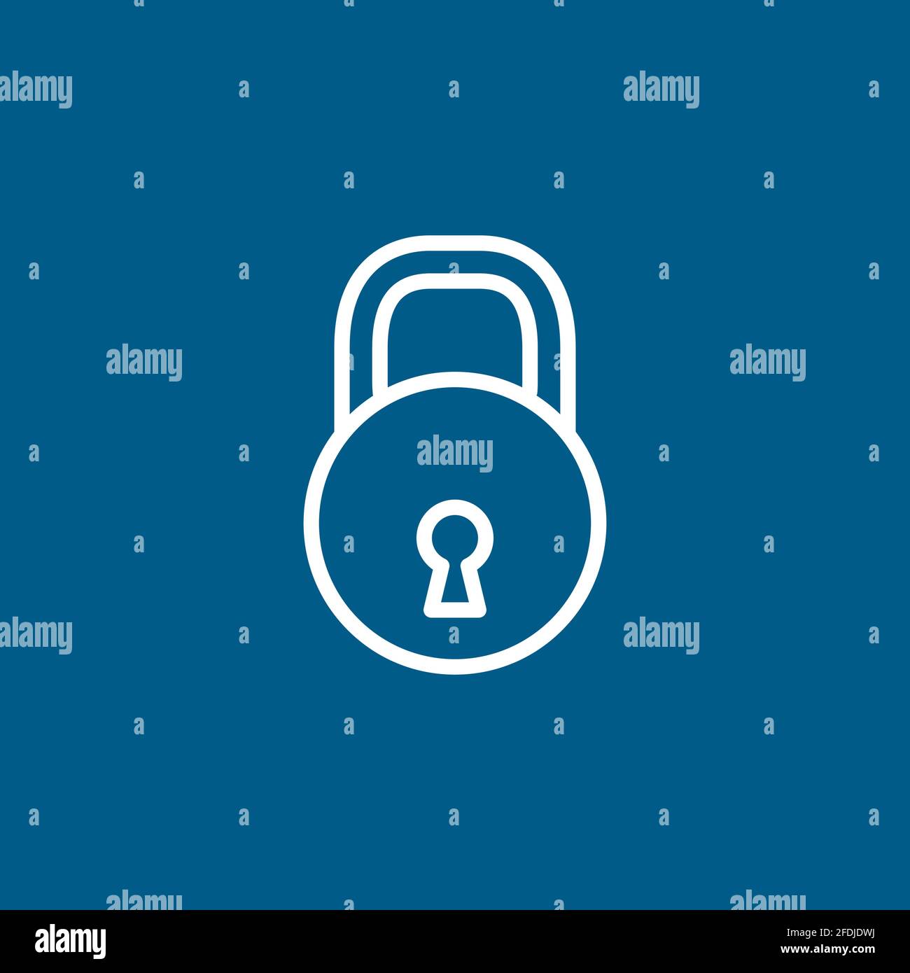 Lock Line Icon On Blue Background. Blue Flat Style Vector Illustration ...