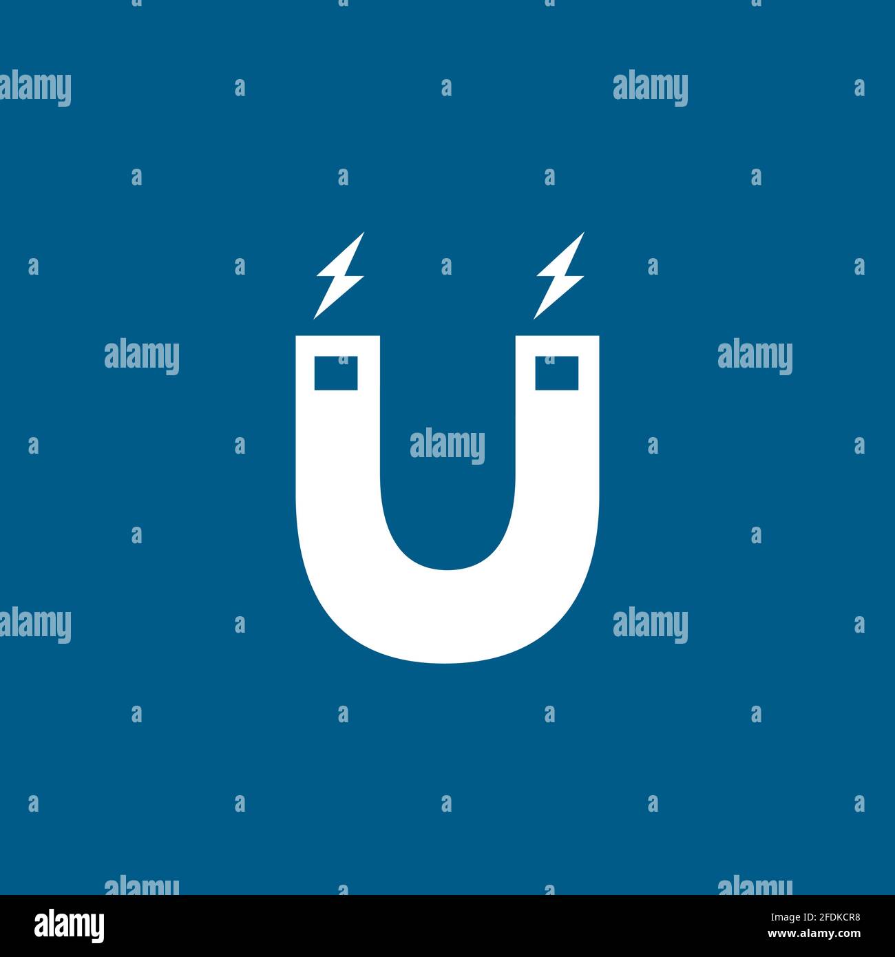 Magnet Icon On Blue Background. Blue Flat Style Vector Illustration ...