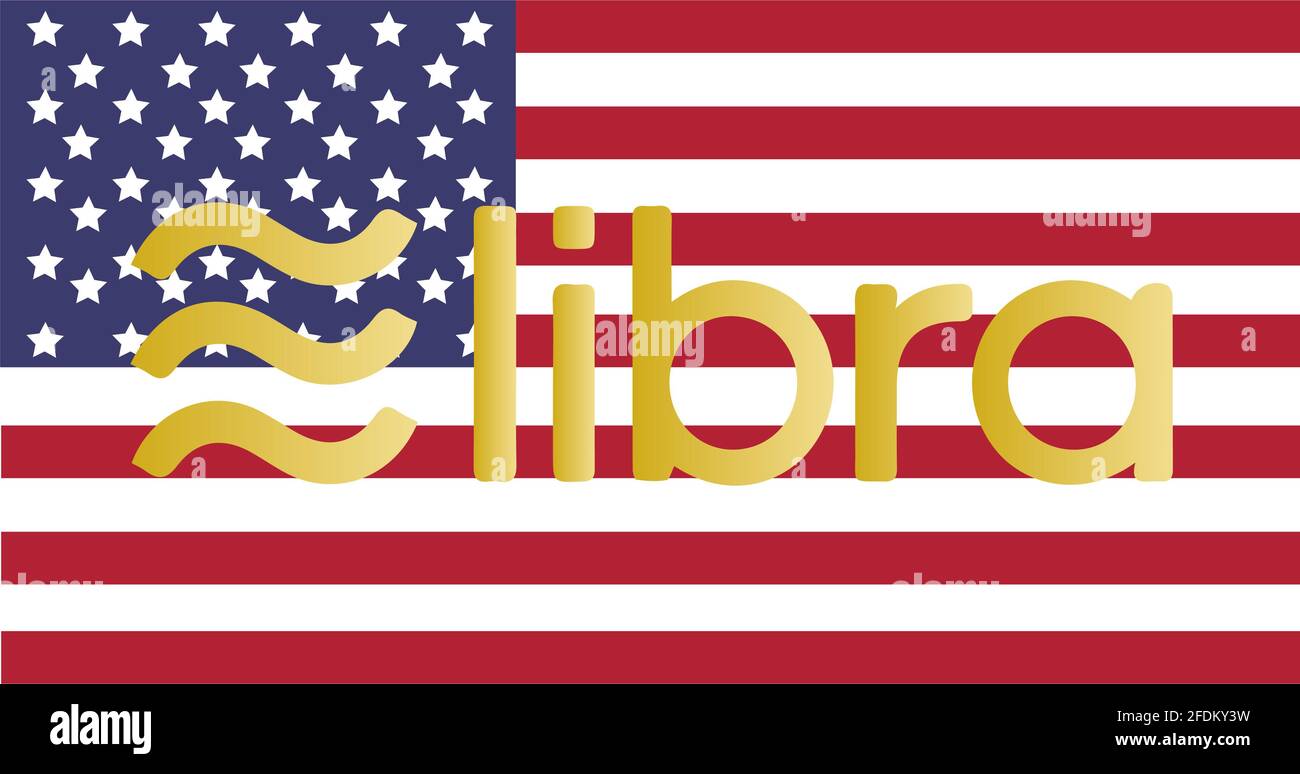 Libra digital currency symbol on the USA flag Stock Photo - Alamy
