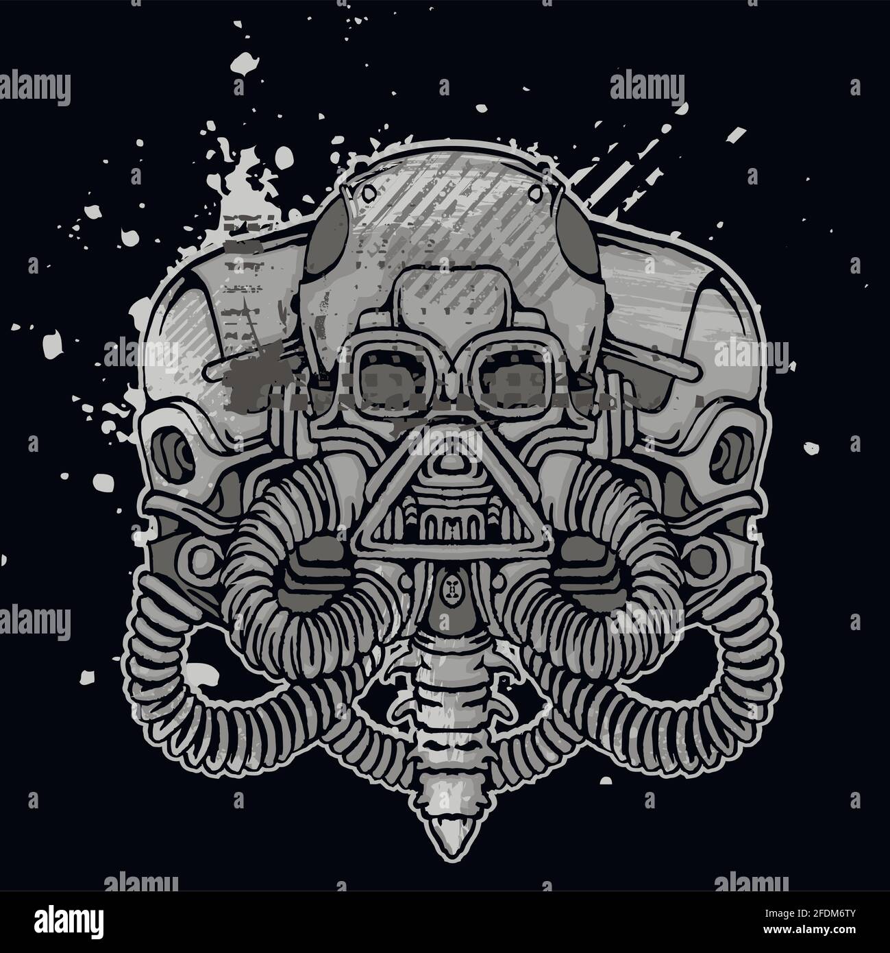 post-apocalypse sign with skull and gas mask, grunge vintage design t ...