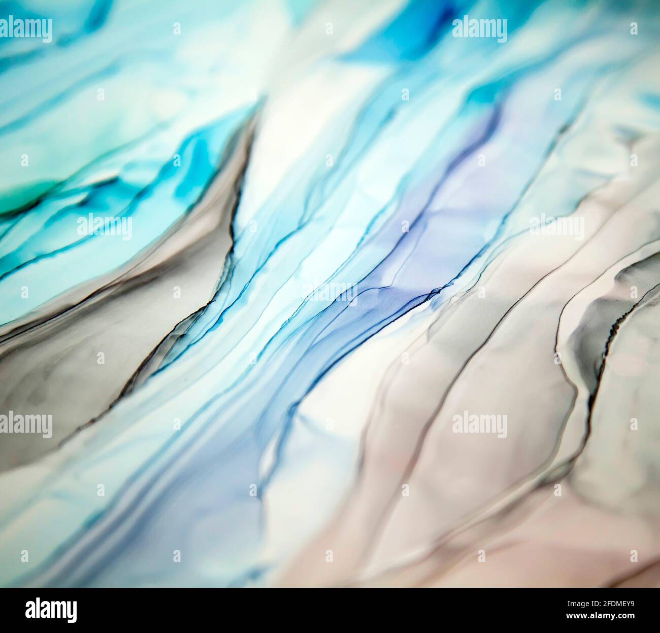 Abstract alcohol ink art hand drawing background blue stripes Stock ...