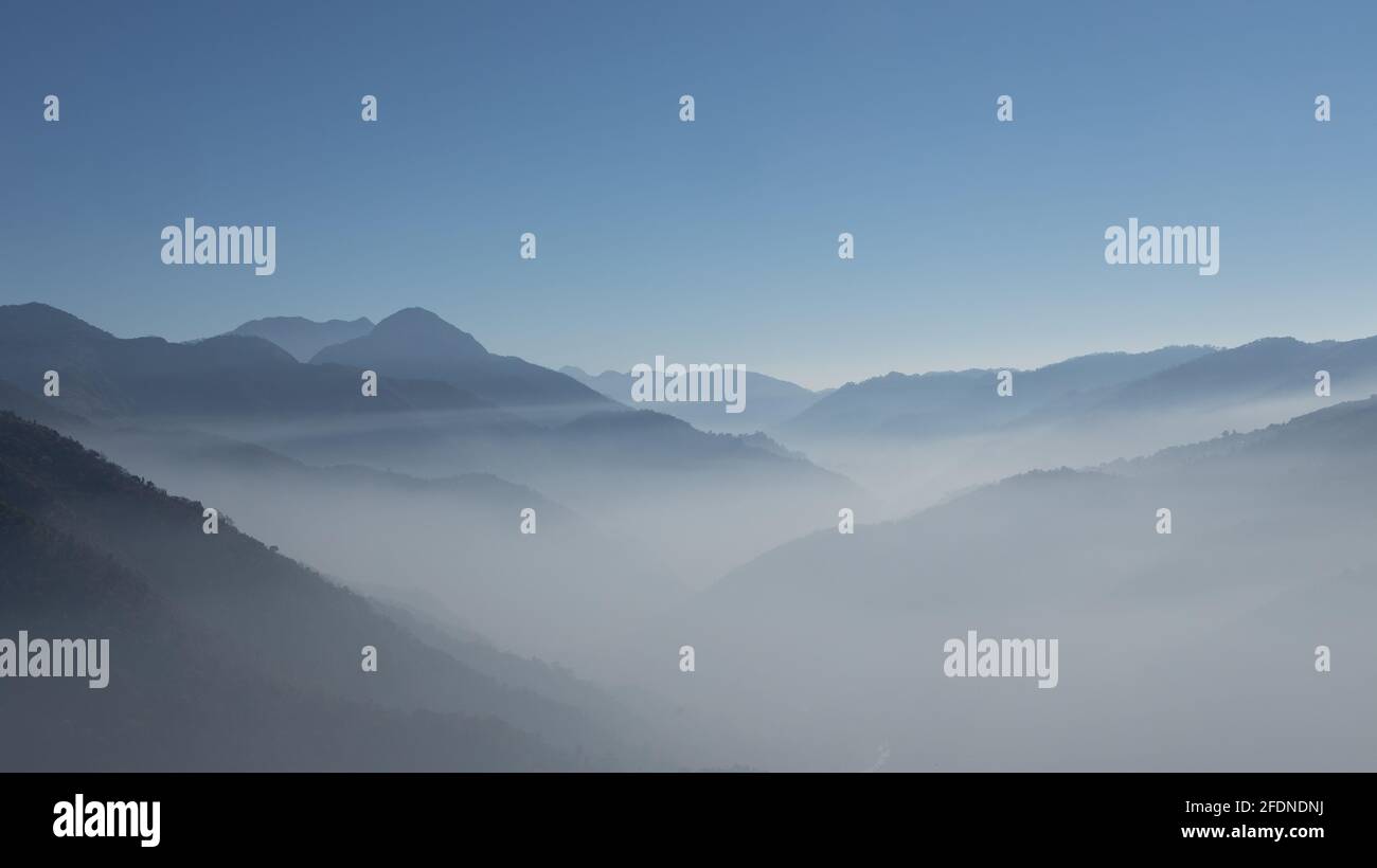 Misty Foggy Silhouette Mountains High Resolution Stock Photography and ...