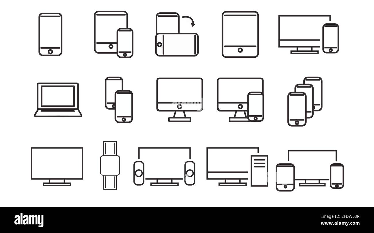 Black and White Devices Icon Set. Vector Isolated Illustration Stock ...