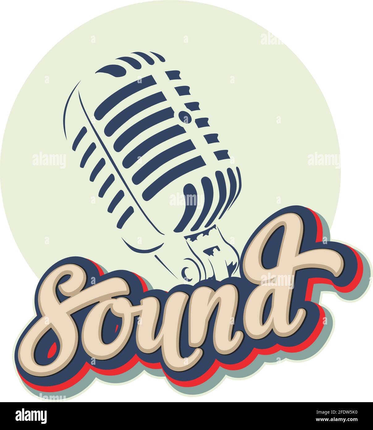sound music illustration old 70s style with microphone Stock Vector ...