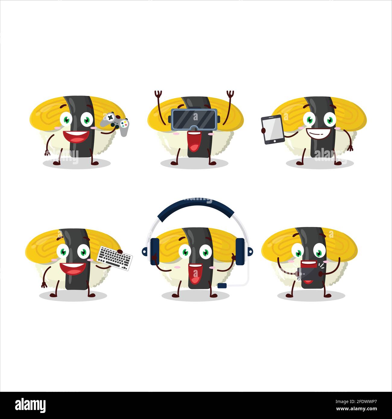 Tamago sushi cartoon character are playing games with various cute ...