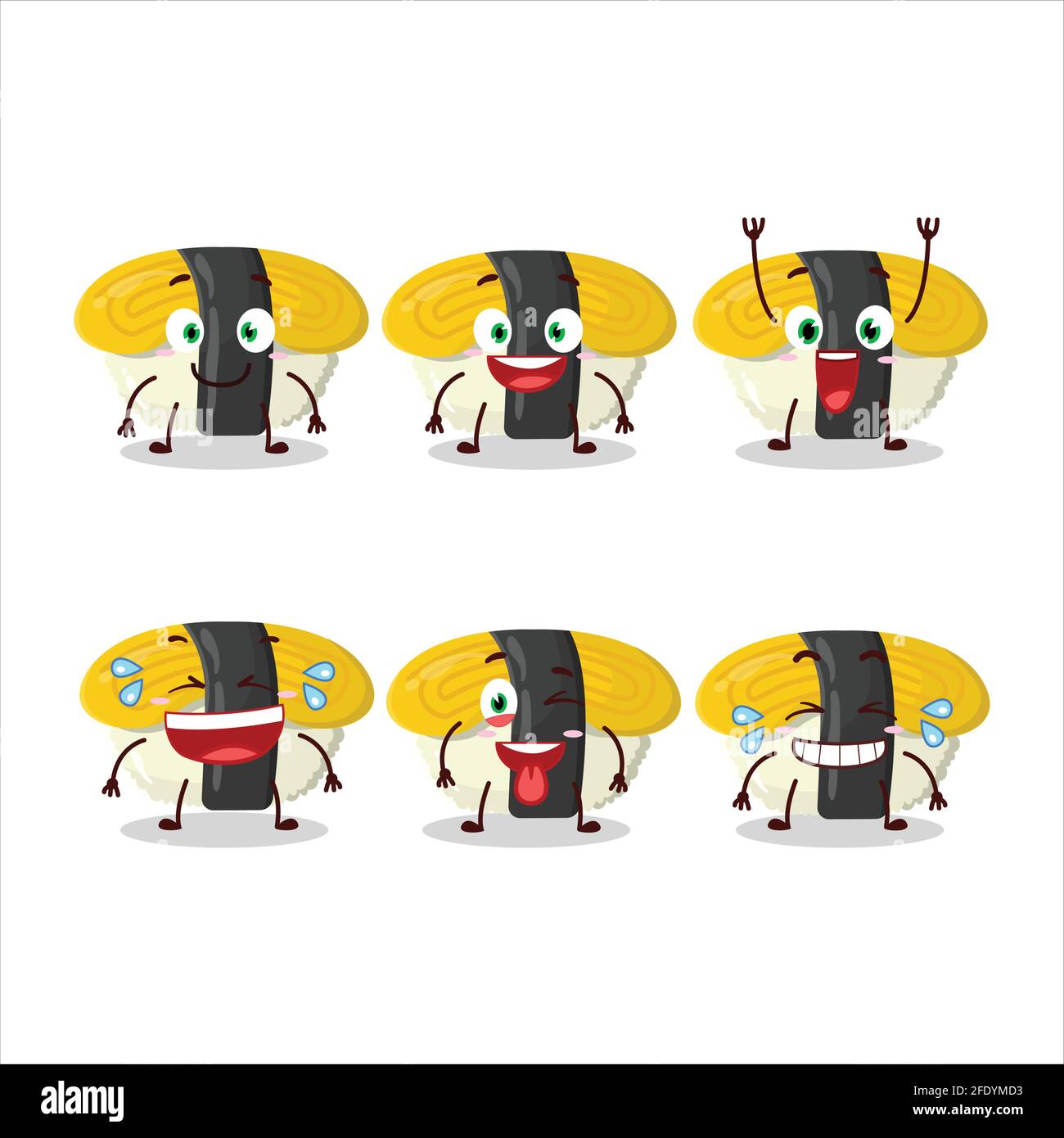Cartoon character of tamago sushi with smile expression. Vector ...