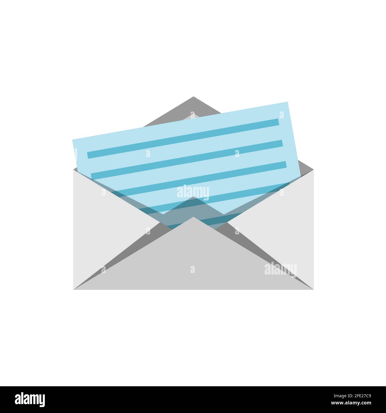 Opened envelope with letter inside. Envelope icon with sheet of paper ...