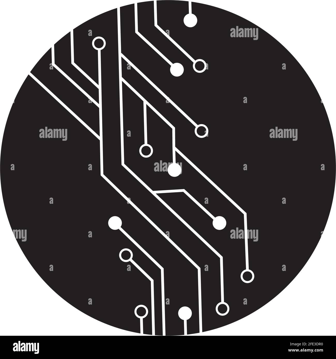 circuit in the circle icon.technology logo design template symbol icon ...