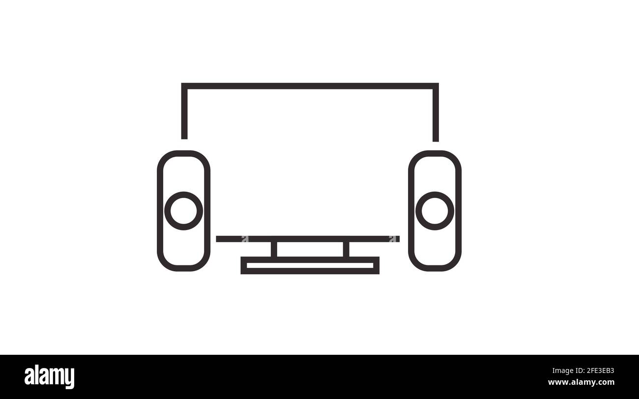 Screen with sound device icon. Vector isolated illustration of a screen ...